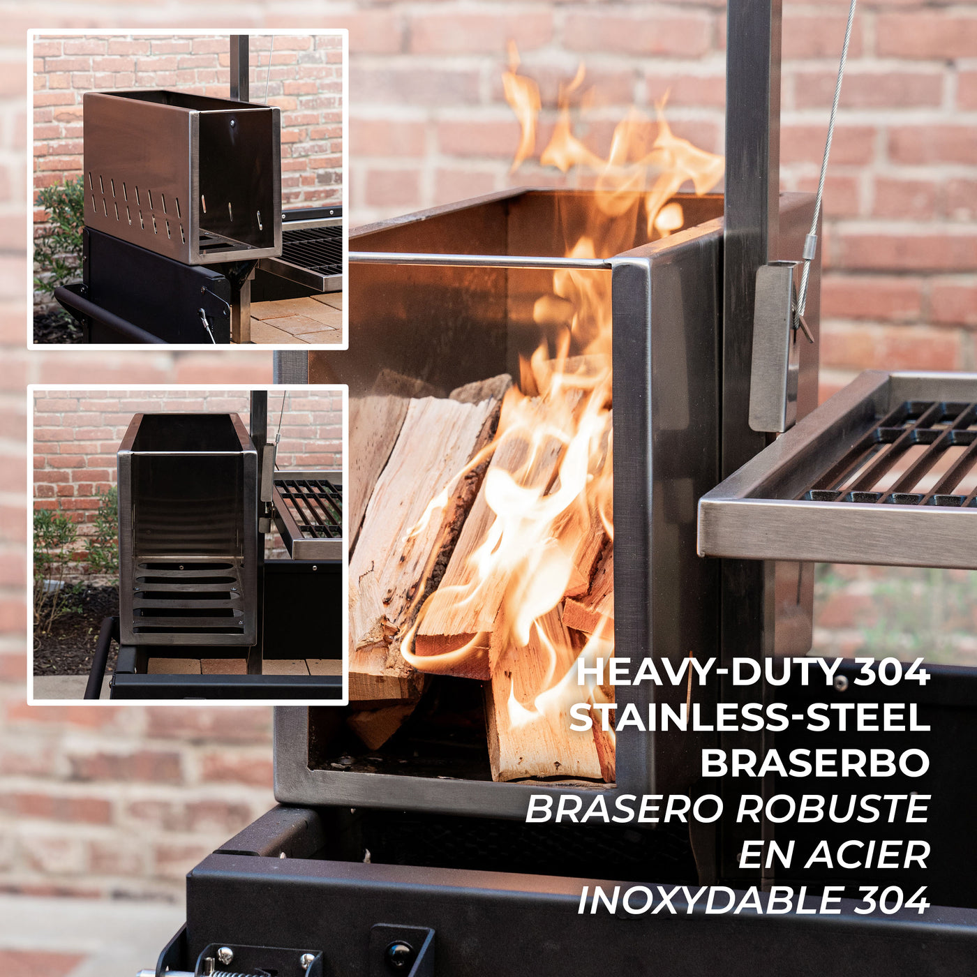 Premium Argentine/Santa Maria BBQ Grill with Wood Fire and Charcoal Gr
