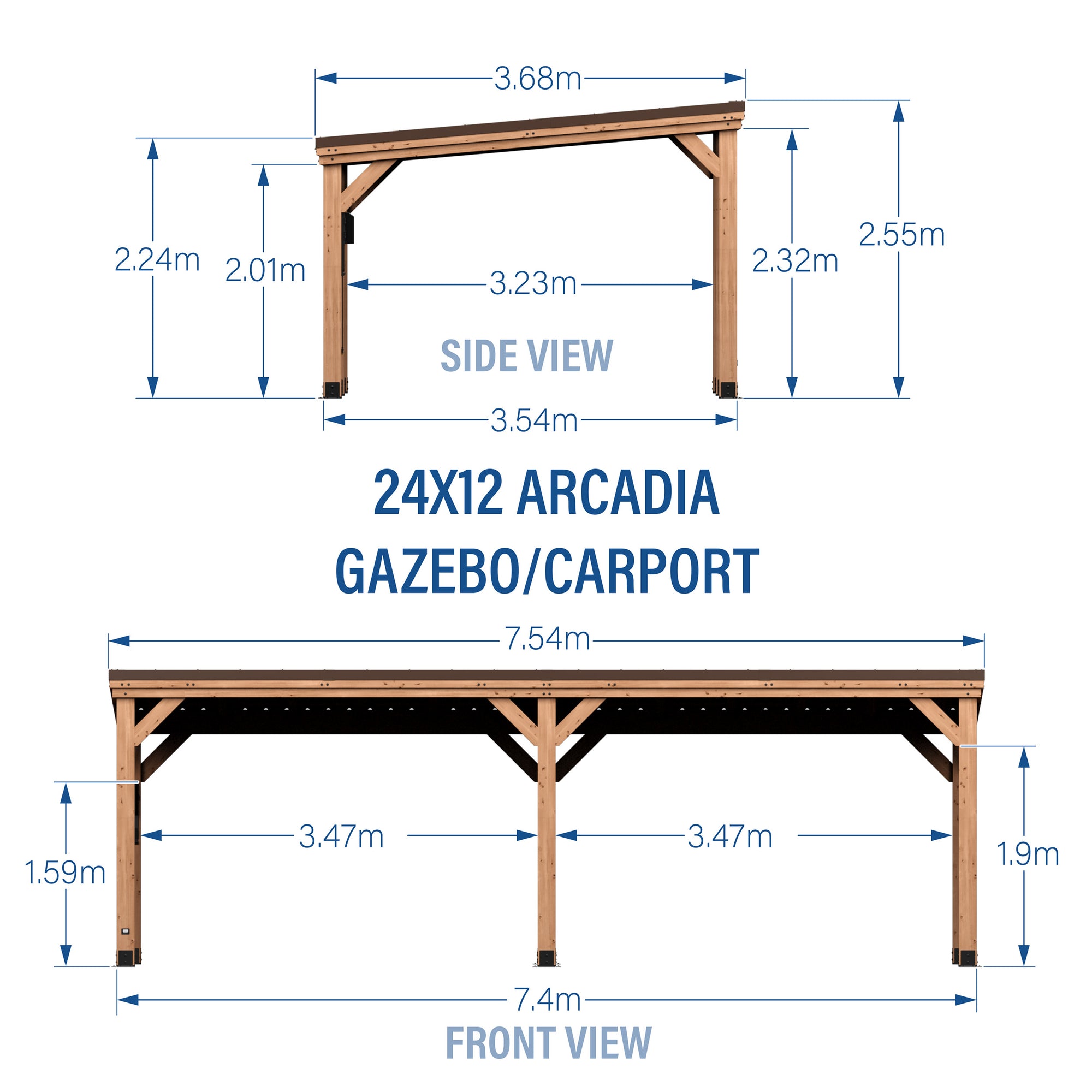 Arcadia 24ft x 12ft Sloped Roof Gazebo