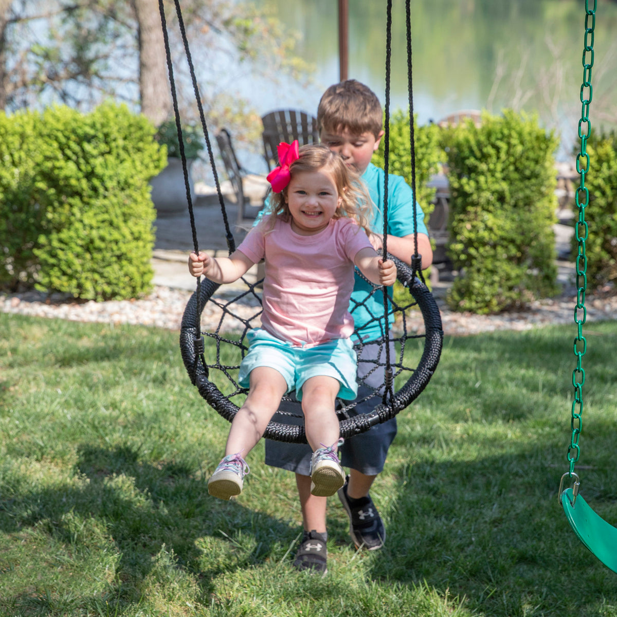 Endeavor II Swing Set With Green Wave Slide