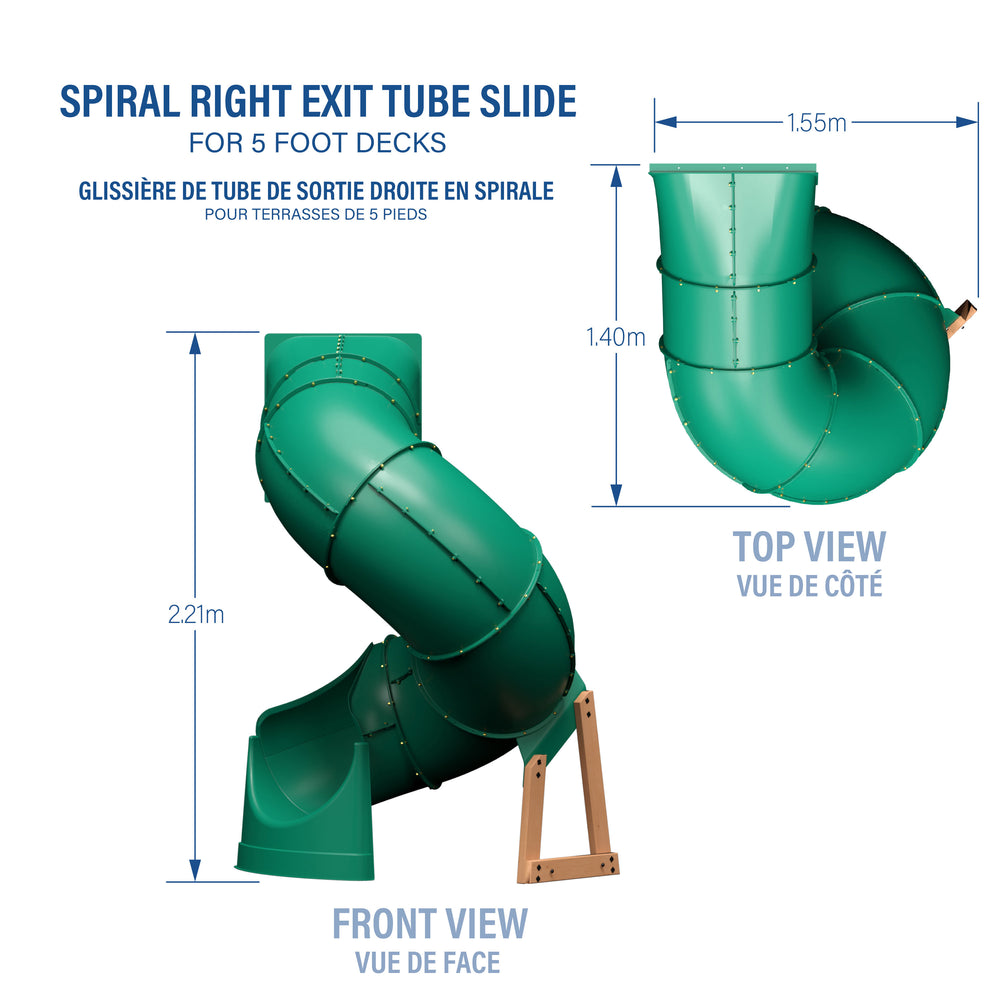 Spiral Right Exit Tube Slide for 1.5 Meter Decks